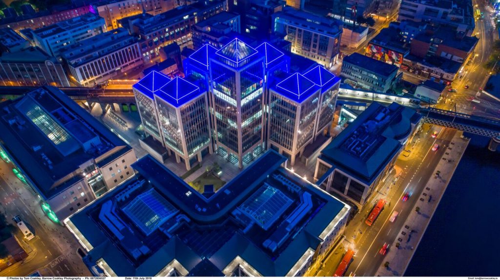 1GQ Dublin's iconic offices on Georges Quay - FibreLED
